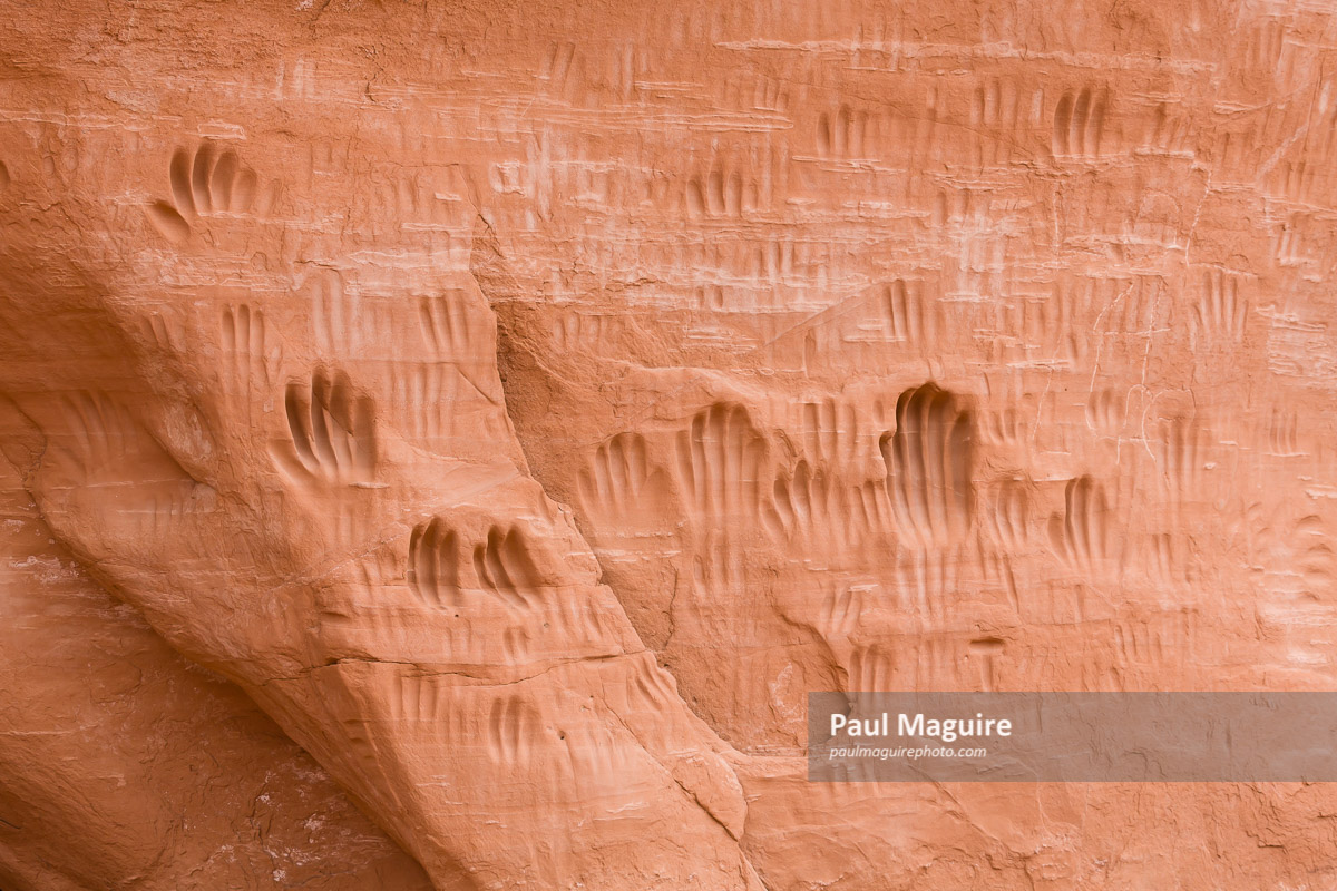 Stock photo - Handprints in rock at Indian Cave, Kodachrome Basin, Utah ...