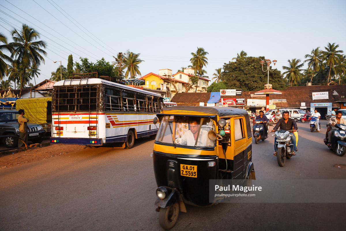 Stock photo - Indian city traffic with auto rickshaw. Panaji, Goa ...