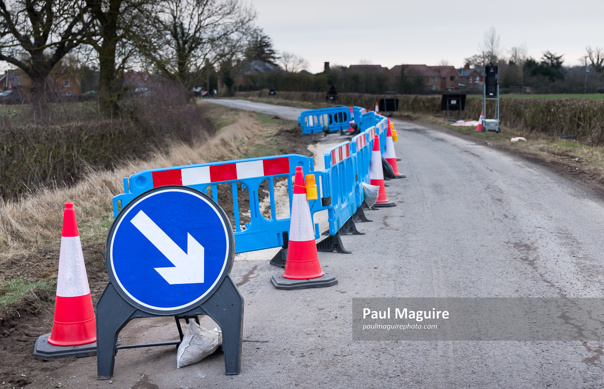 Stock photo - Roadworks on rural country road, Buckinghamshire UK ...