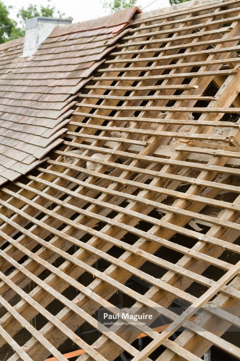 Stock photo - Failed spreading roof with broken rafters on UK house ...