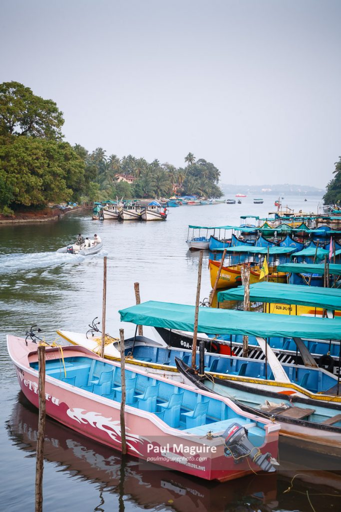 Stock photo - Colourful boats on Nerul River, Goa, India - Paul Maguire