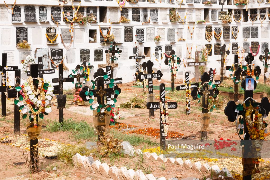 Stock photo - Graveyard, cemetery, burial ground with columbarium wall ...