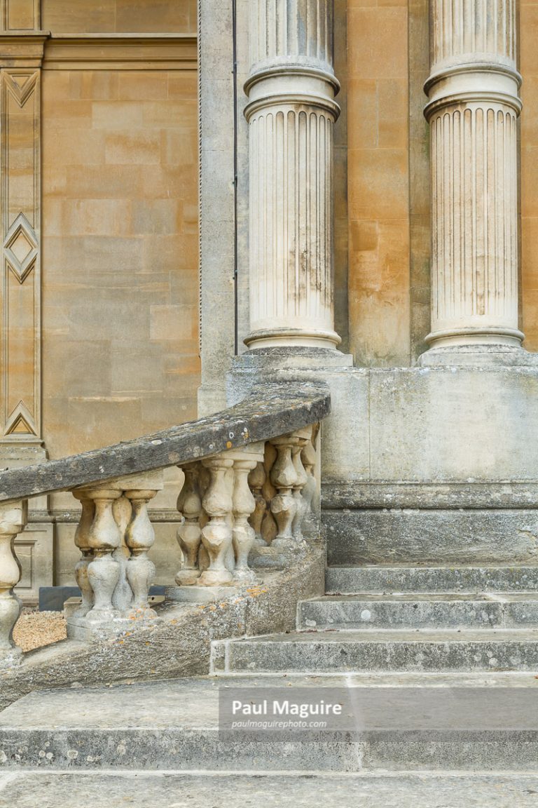 Stock photo - Manor house exterior with stone steps and columns, UK ...